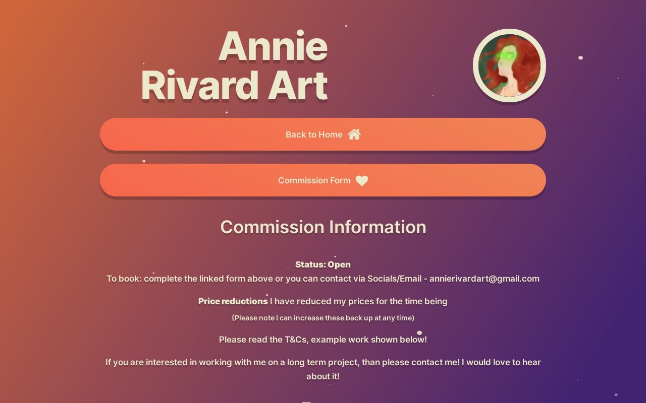 Annie Rivard Art Commission Info
